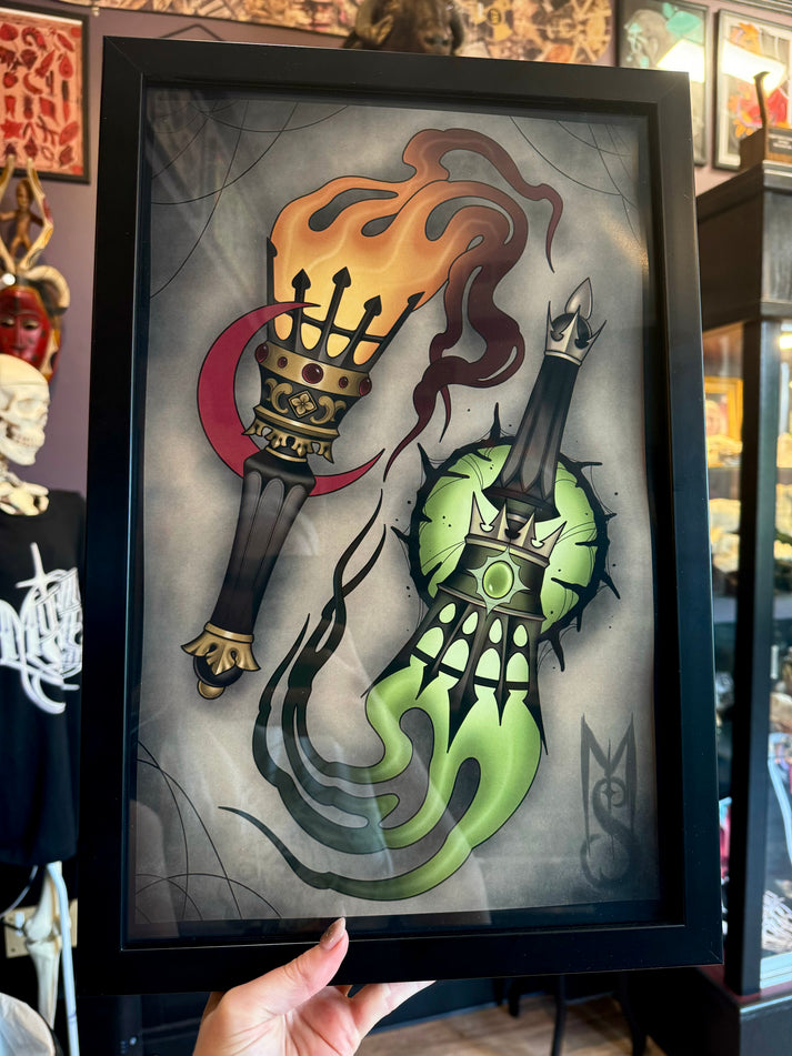Medieval Torches Neotraditional Tattoo Flash Art Print 11x17 ...